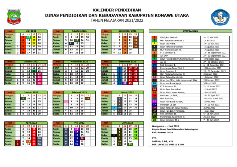 Kalender Pendidikan Dari Diknas | PDF