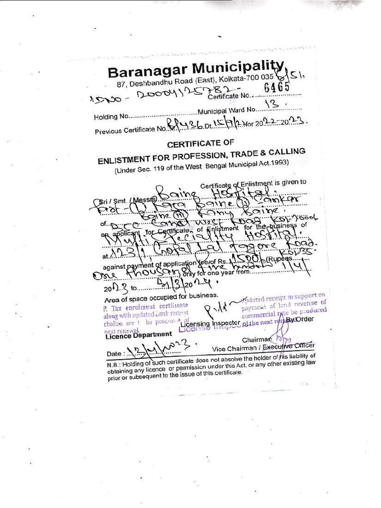 Hospital Trade License 2023-2024 | PDF