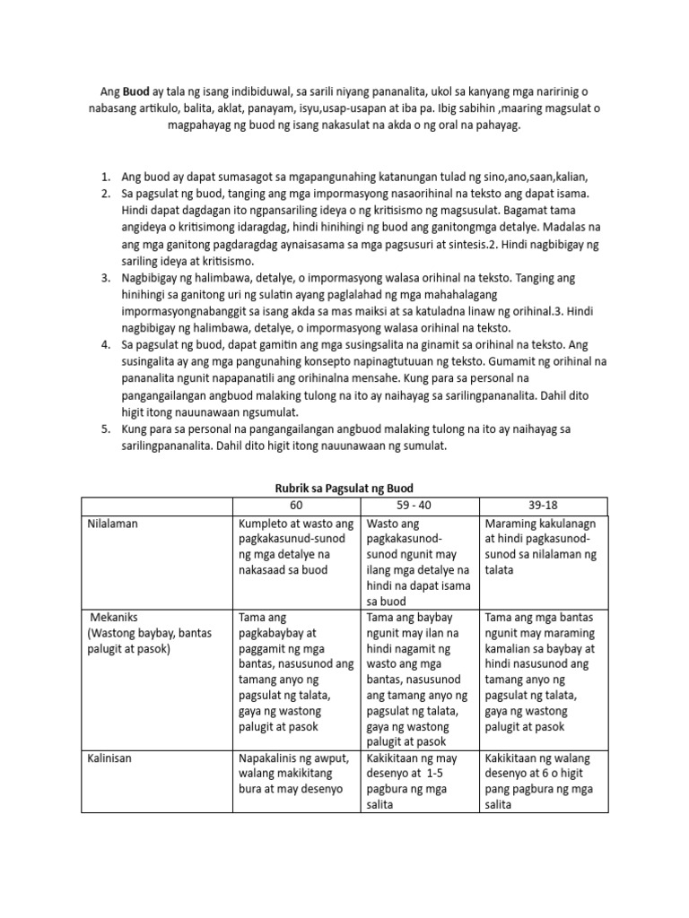Pamantayan Sa Pagsulat NG Buod | PDF Pamantayan Sa Pagsulat NG Buod | PDF