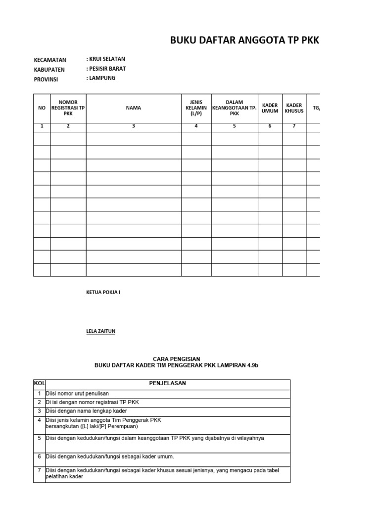 Buku Wajib PKK 1 S/D 6 .PKK | PDF