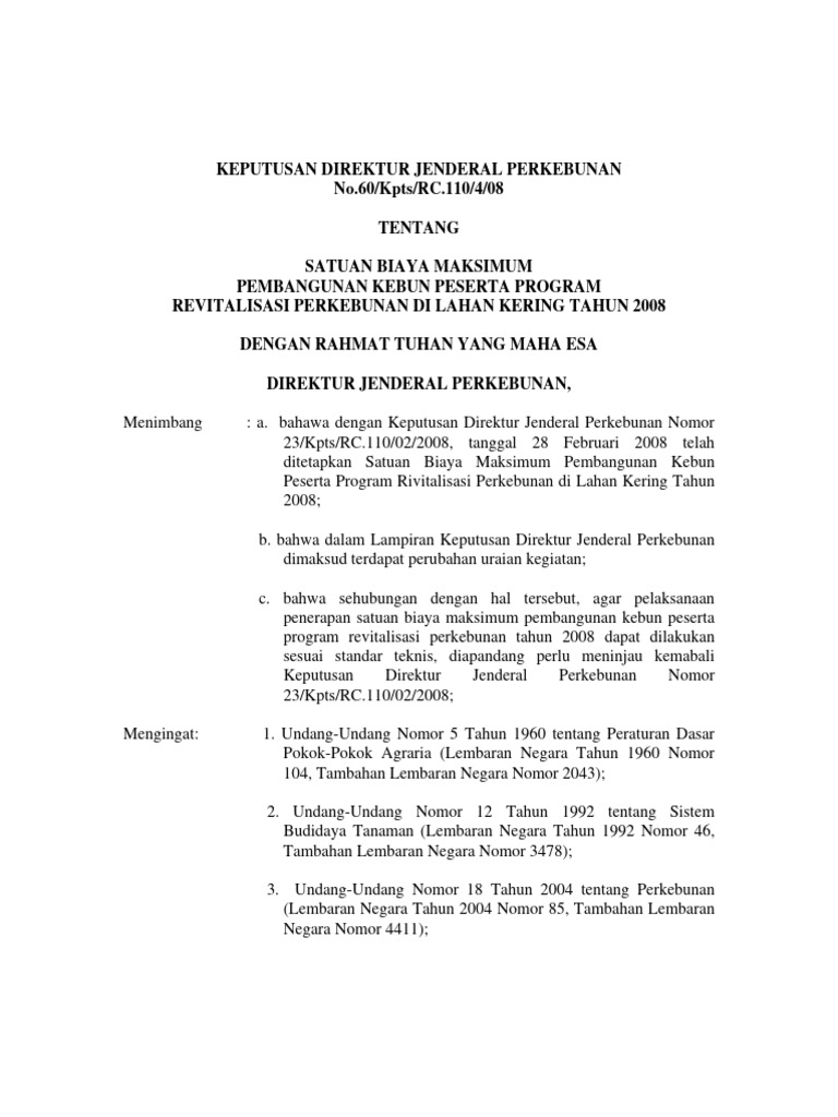Standar Pembangunan Kebun | PDF