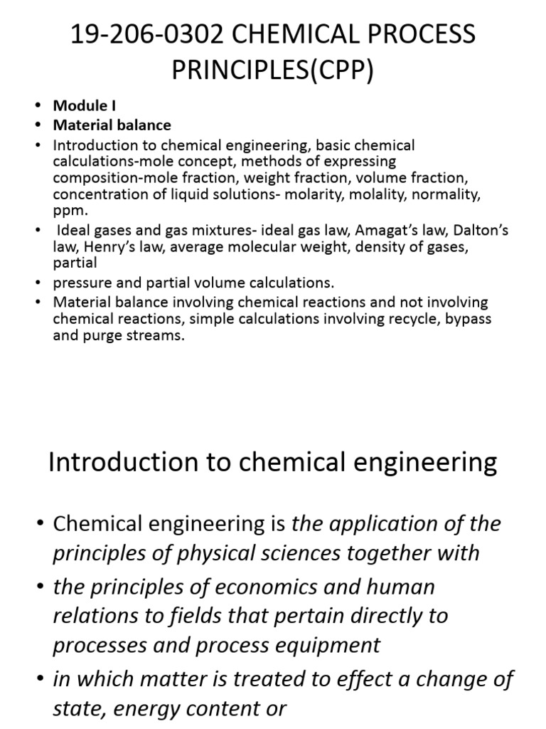 Chemical Process Principles Overview | PDF | Mole (Unit) | Density