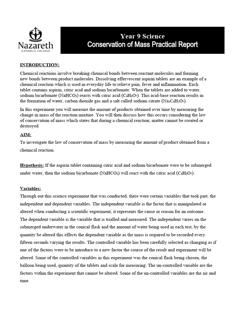 Prac Report | PDF | Observational Error | Sodium Bicarbonate