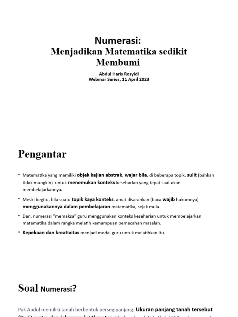 Numerasi - Matematika Jadi Membumi | PDF