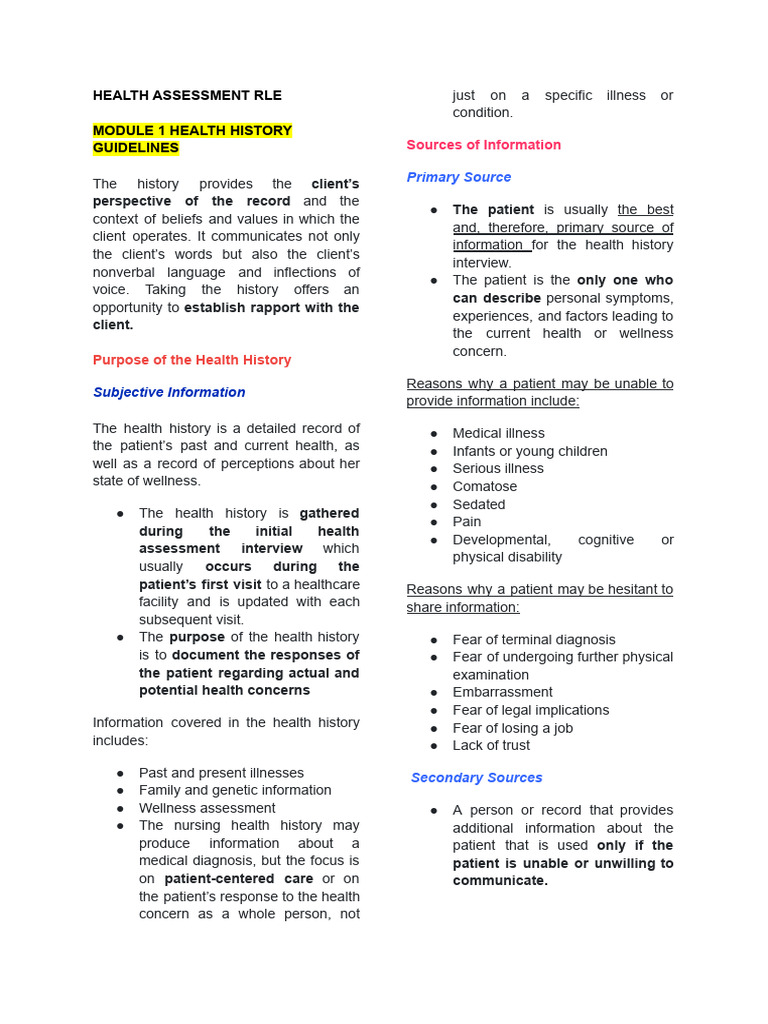 Health Assessment RLE Guidelines | PDF | Medical Diagnosis | Nursing