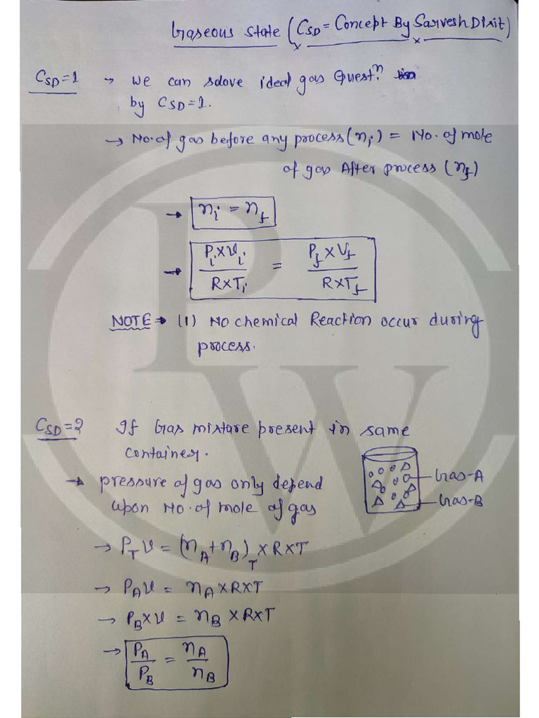 Gaseous State - Concept by Sarvesh Sir - Gaseous State CSD | PDF