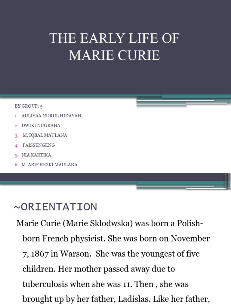 The Early Life of Marie Curie | PDF