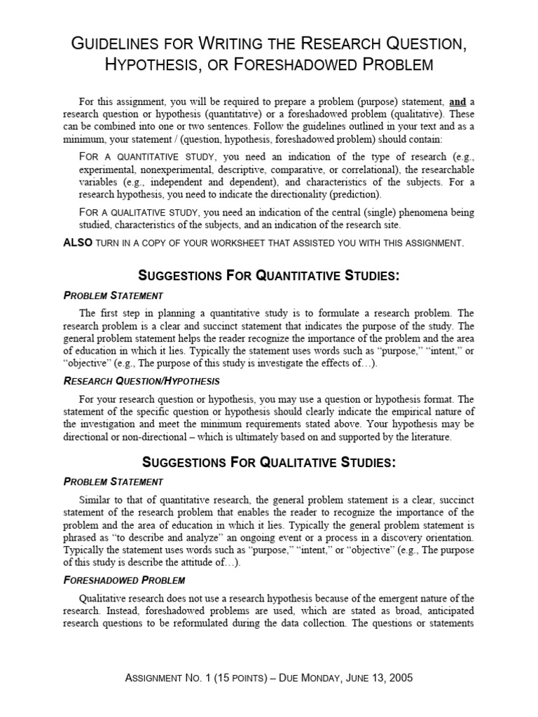 Assignment 1 | PDF | Hypothesis | Quantitative Research
