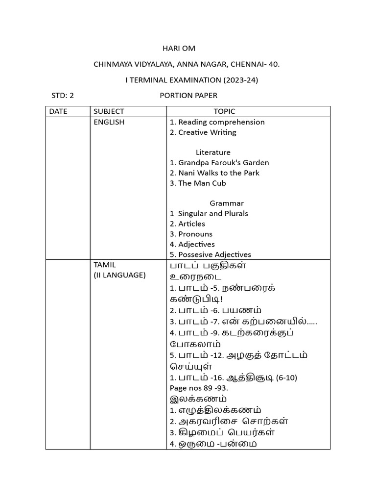 STD 2 (I Terminal Portion) - 2 | PDF