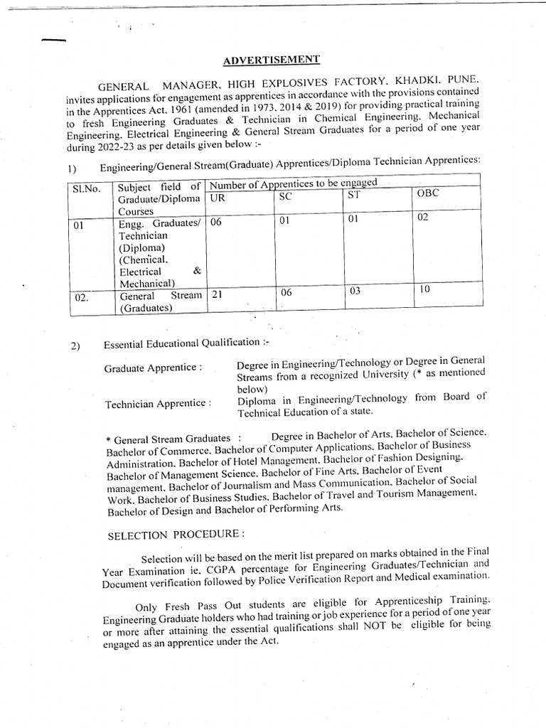 HEF Advt For Apprentice | PDF | Apprenticeship | Educational Stages