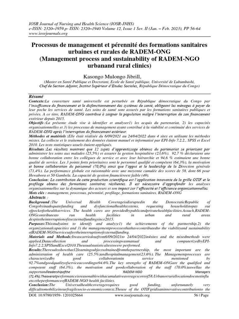 Management et pérennité de RADEM-ONG | PDF | Business | Économie