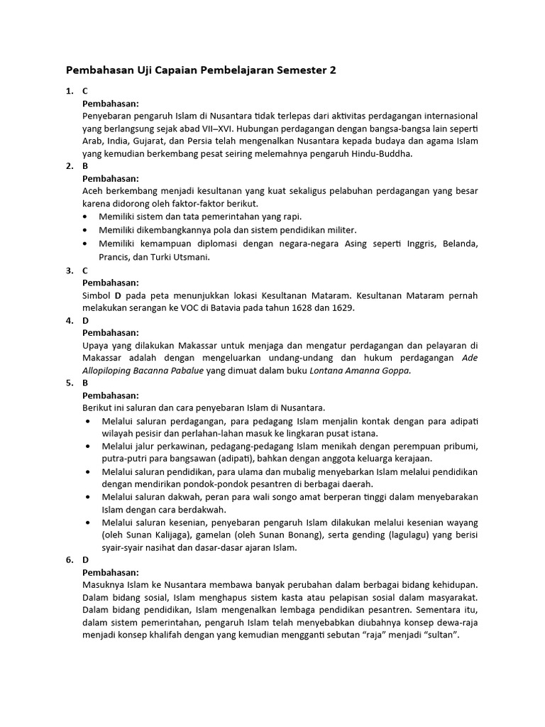 Pembahasan Uji Capaian Pembelajaran Semester 2 | PDF