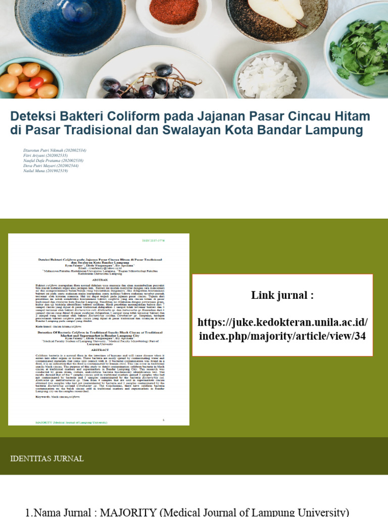 Deteksi Bakteri Coliform Pada Jajanan Pasar Cincau Hitam | PDF ...