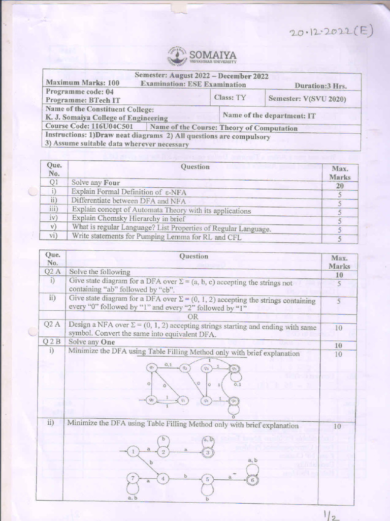 Sem5 Question Paper | PDF