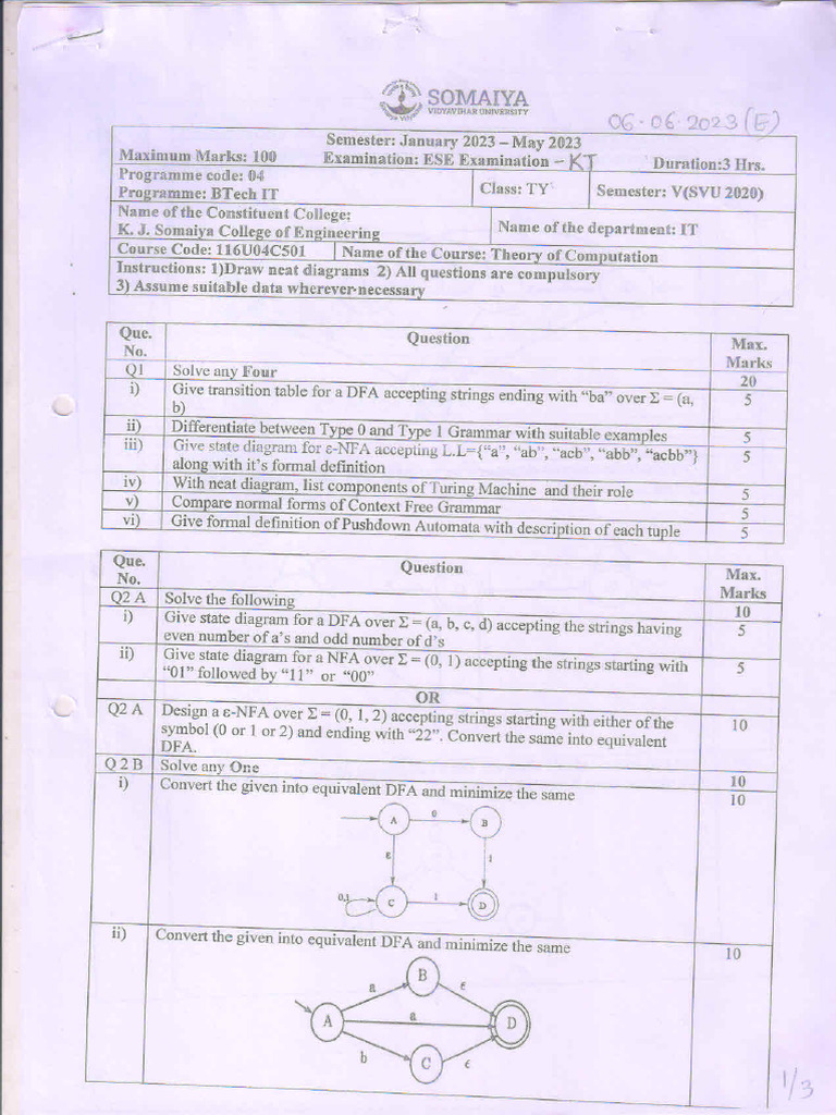Sem5 Question Paper 2 | PDF