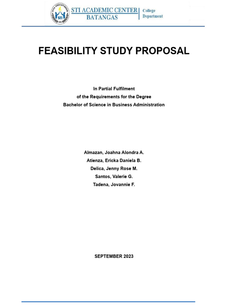 Feasibilty Study Final | PDF | Partnership | Usb Flash Drive