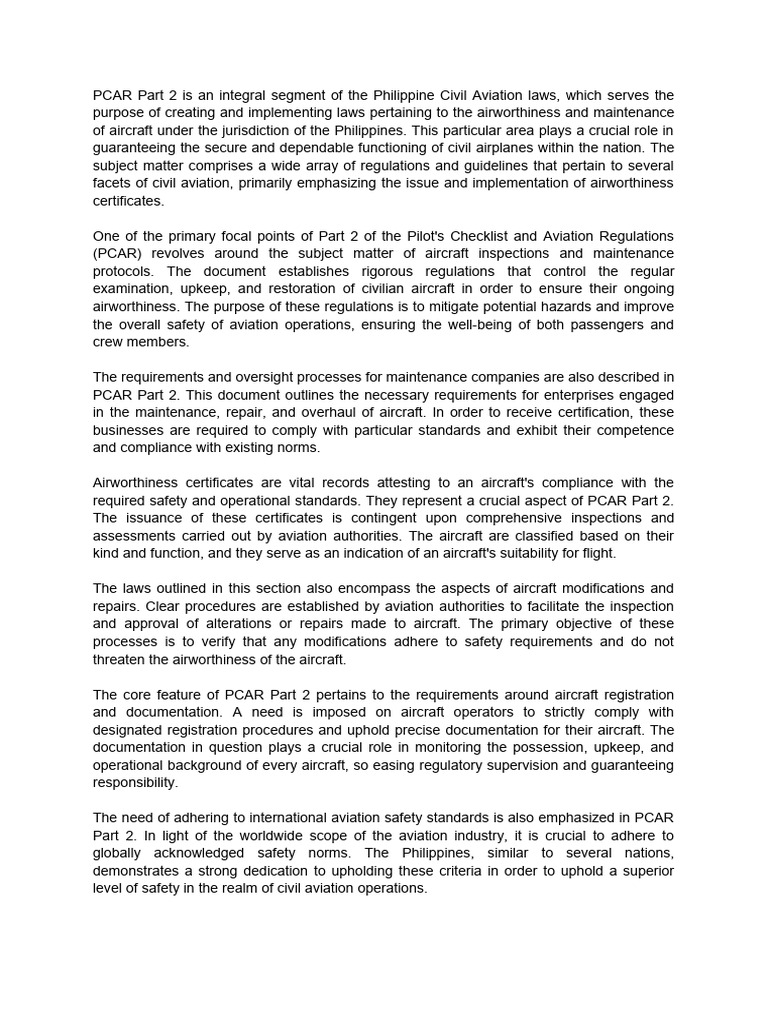 PCAR Part 2 | PDF | Safety | Aircraft