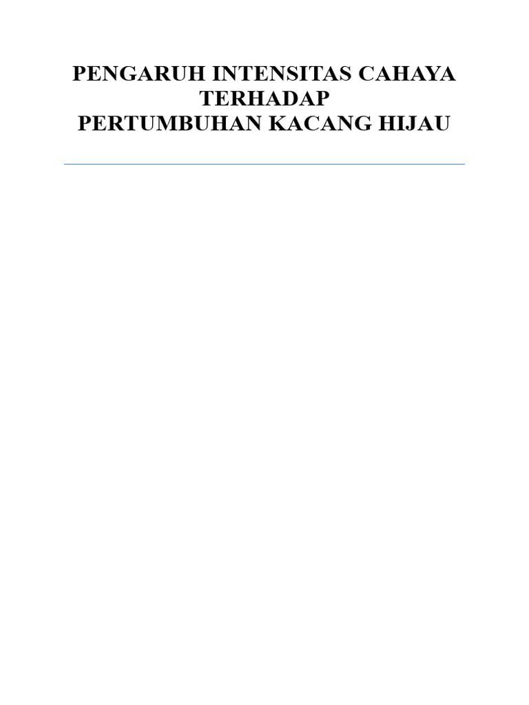Pengaruh Intensitas Cahaya Terhadap | PDF