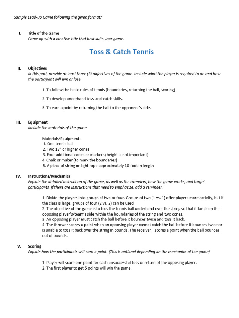 Sample Lead-Up Game | PDF | Entertainment | Athletic Sports