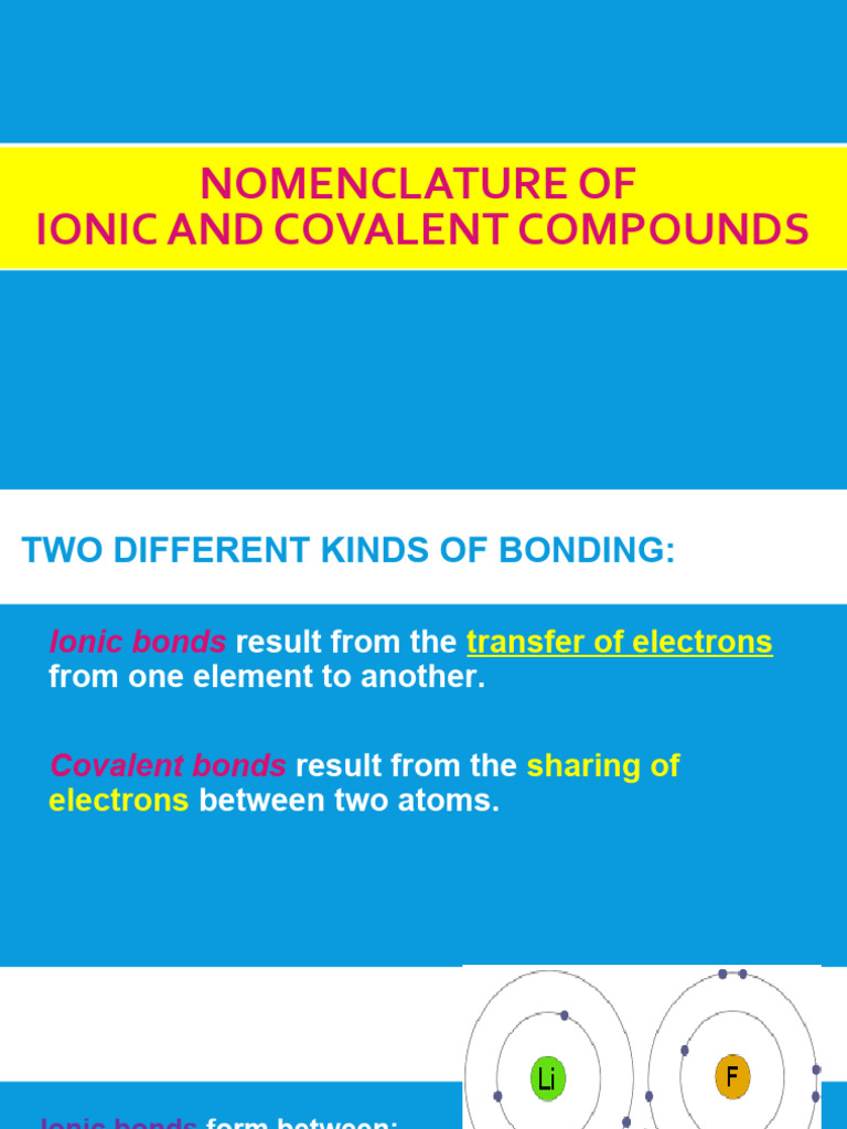 Nomenclature of Compounds | PDF | Chemical Compounds | Ionic Bonding