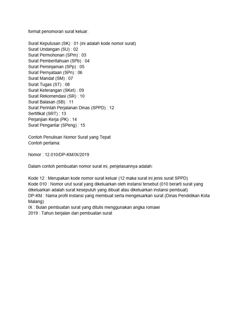 Format Penomoran Surat Resmi | PDF | Karier & Perkembangan | Bisnis