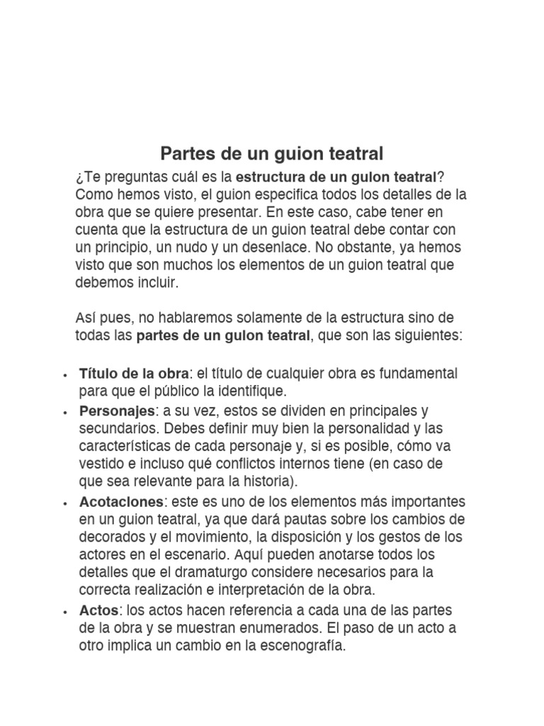 Partes de Un Guión Teatral | PDF
