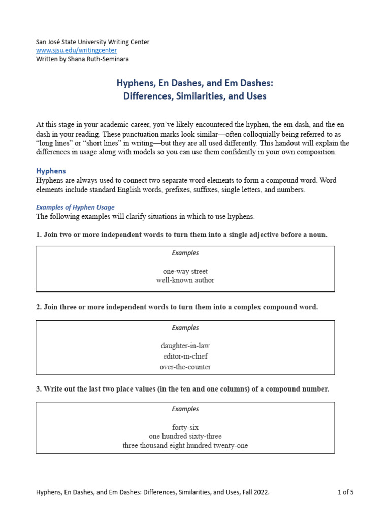 Hyphens Dashes | PDF