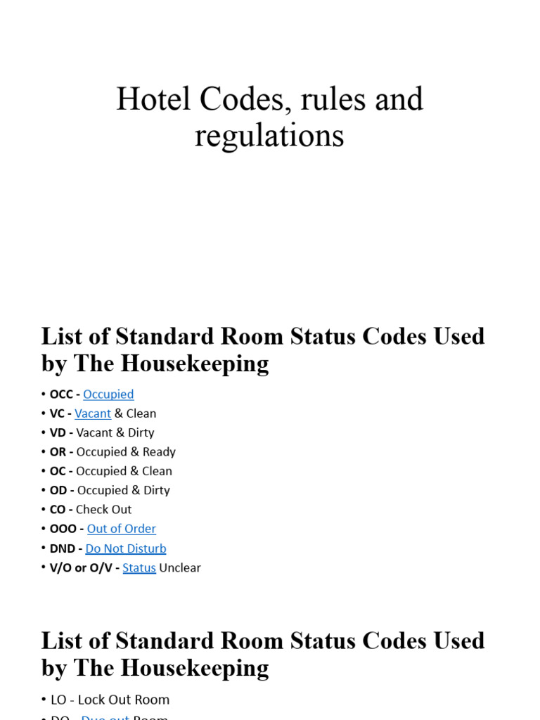 Hotel Codes, Rules and Regulation | PDF | Justice | Crime & Violence