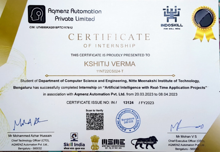 Certificate Internship | PDF