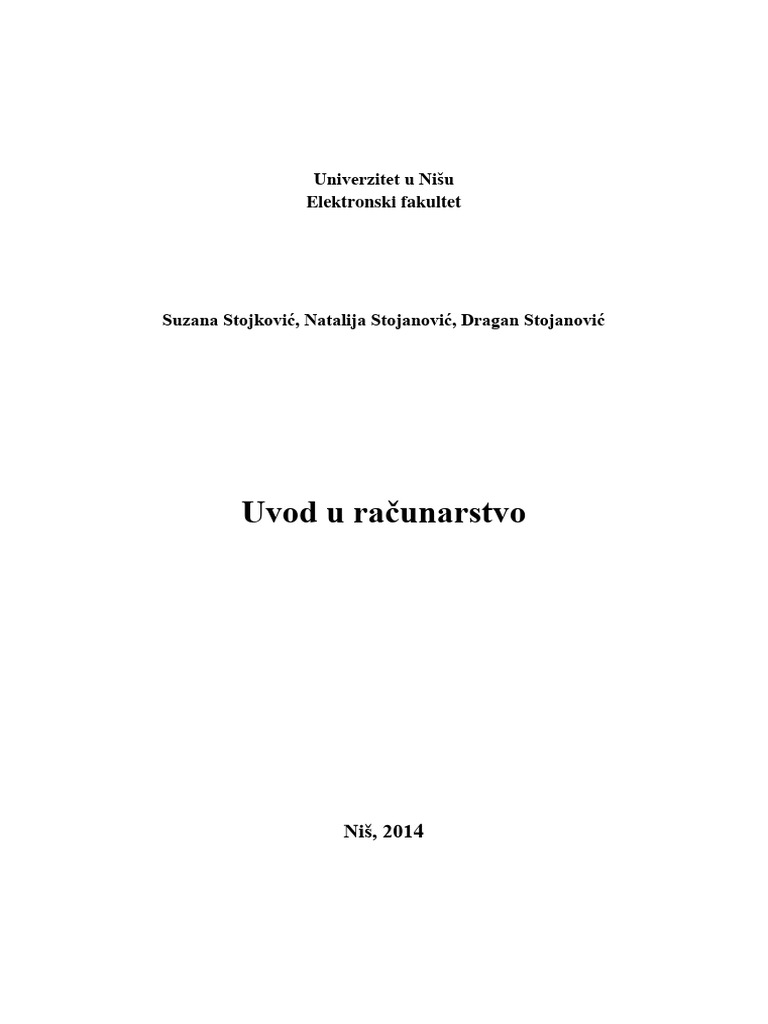 Racunarski Sistemi Uvod U Racunarstvo Final | PDF