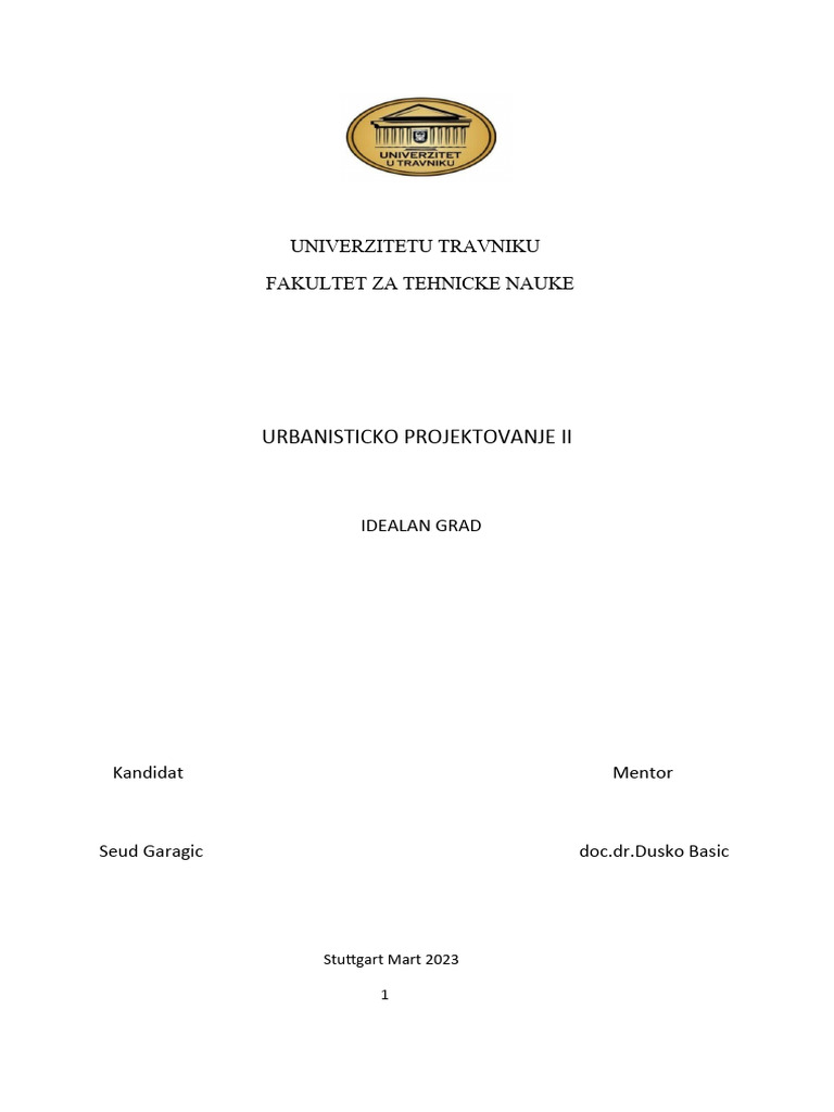 Urbanisticko Projektovanje Idealan Grad | PDF