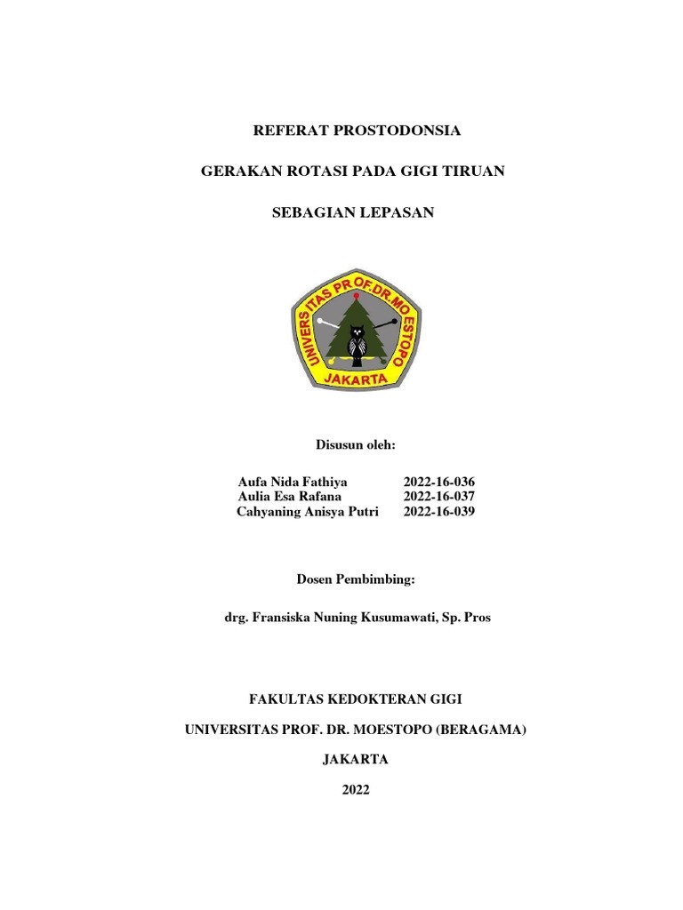 Gerakan Rotasi Gigi Tiruan Lepasan | PDF | Karier & Perkembangan ...