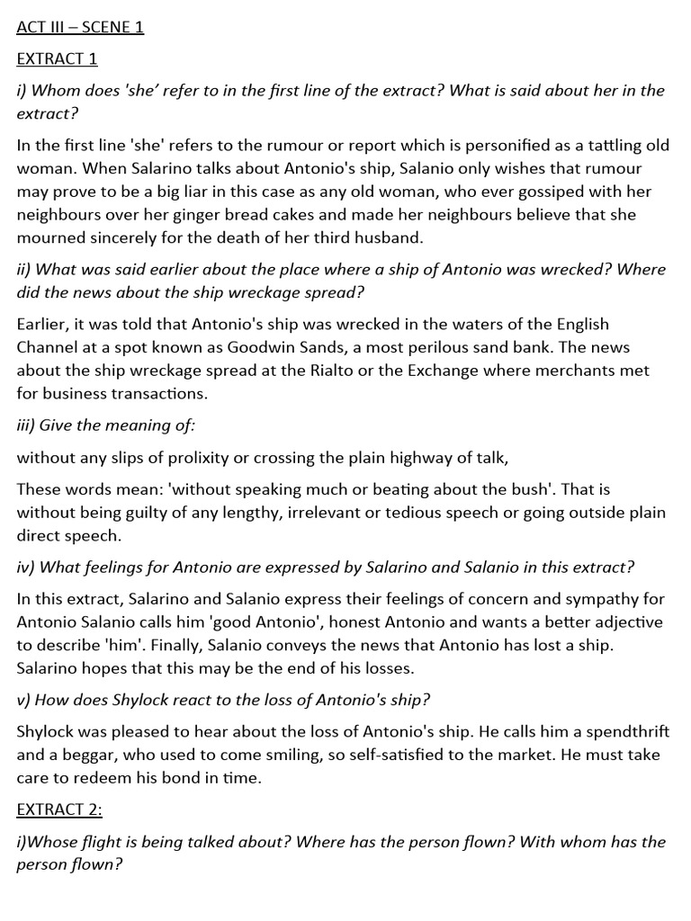 Act Iii - Scene 1 | PDF | Shylock