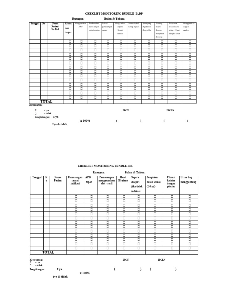 Cek Lis Iad, Isk, Ido, Vap Bundle Checklist | PDF