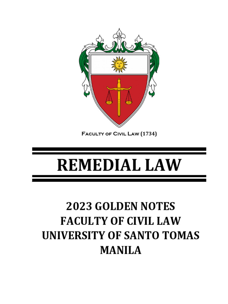 Remedial Law Golden Notes | PDF | Evidence (Law) | Jurisdiction