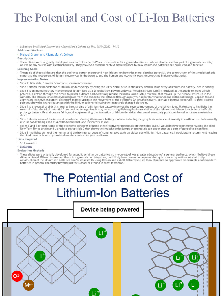 5SA - Batteries - 2022 The Potential and Cost of Li-Ion Batt | PDF ...