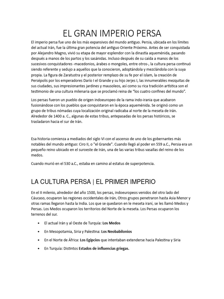 Historia y Cultura del Imperio Persa | PDF | Imperio aqueménida ...