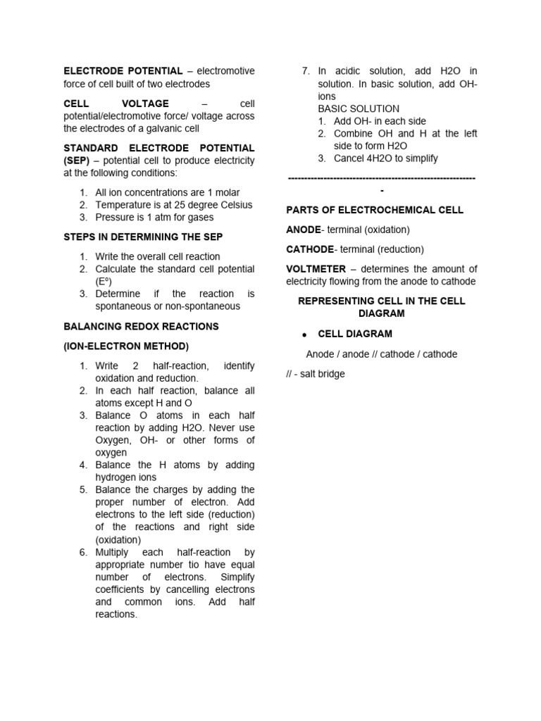 Electrode Potential | PDF | Redox | Physical Sciences