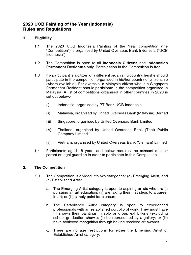 2023 Uob Poy Rules and Regulations Id en | PDF | Justice | Crime & Violence