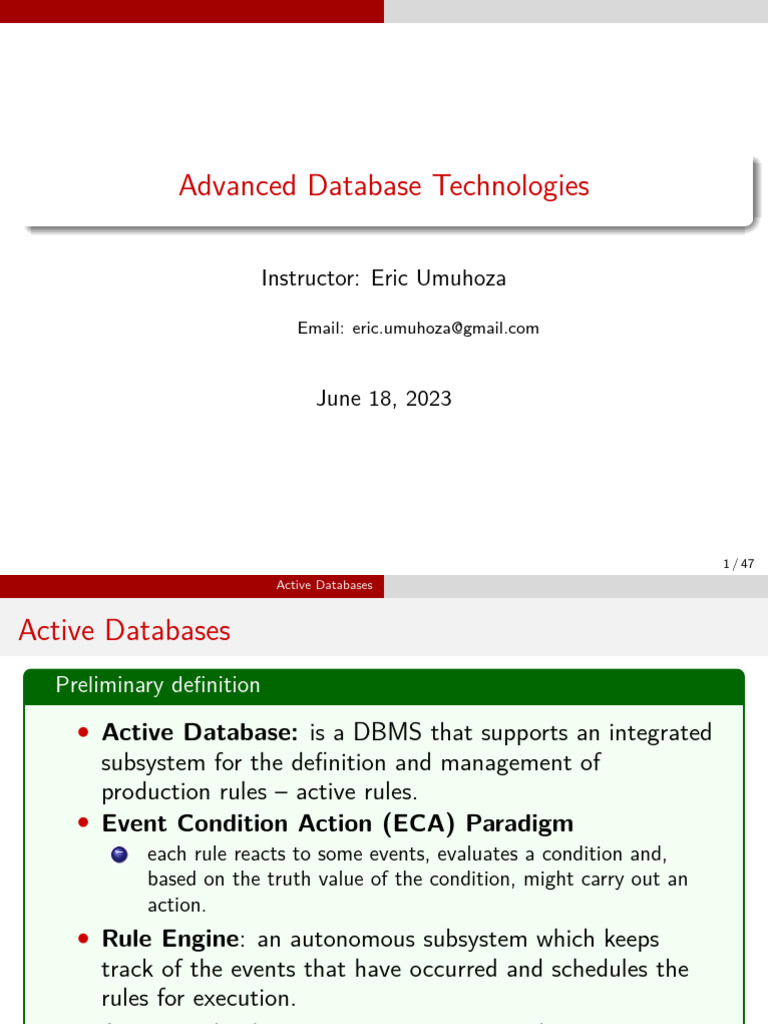 Lesson02-Active Databases | Download Free PDF | Databases | Sql