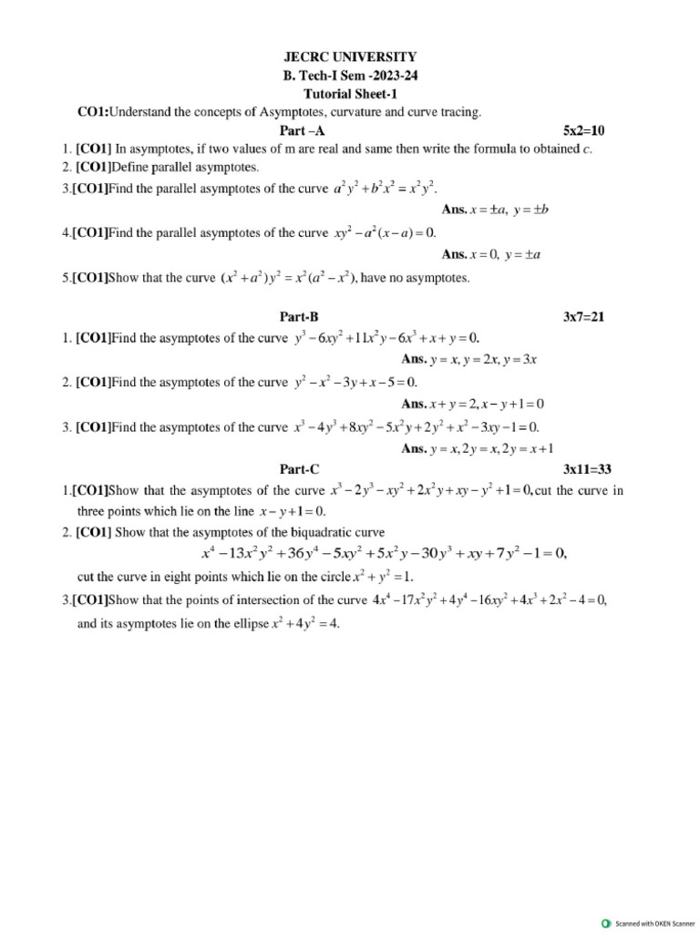 Tutorial Sheet 1 | PDF