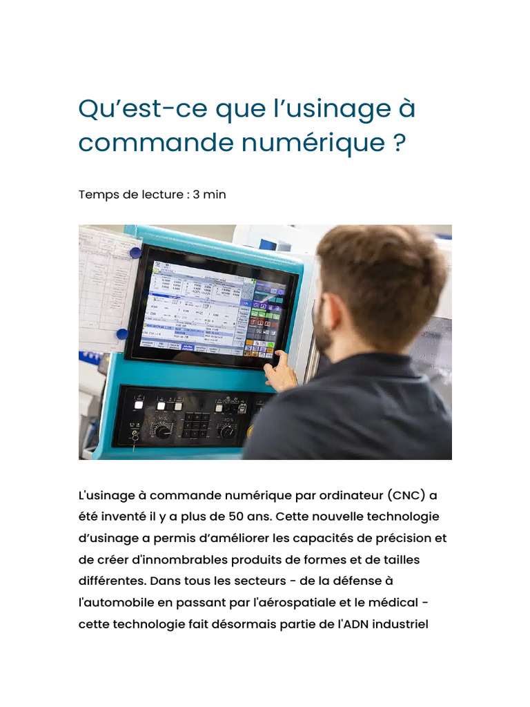 Usinage à Commande Numérique : Guide Complet | PDF | Machine-outil à ...