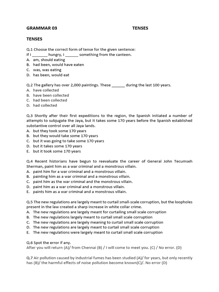 Mastering English Tenses: Exercises & Answers | PDF