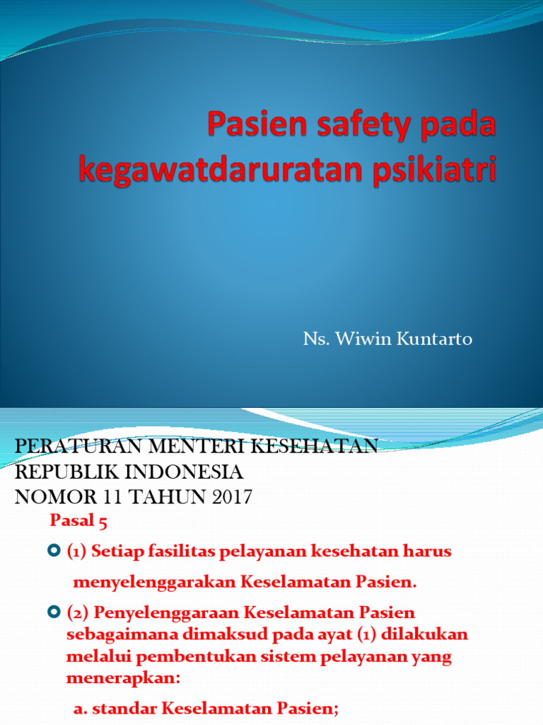 Pasien Safety Pada Gadar Psikiatri New | PDF