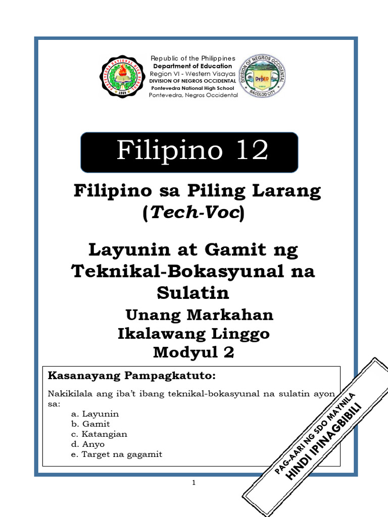 Filipino-12 q1 Mod2 Tech-Voc | PDF