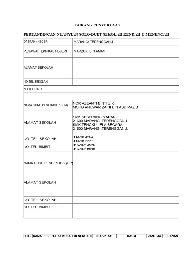 Borang Penyertaan | PDF