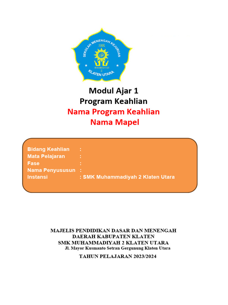 Template Modul Ajar Kurilkulum Merdeka | PDF