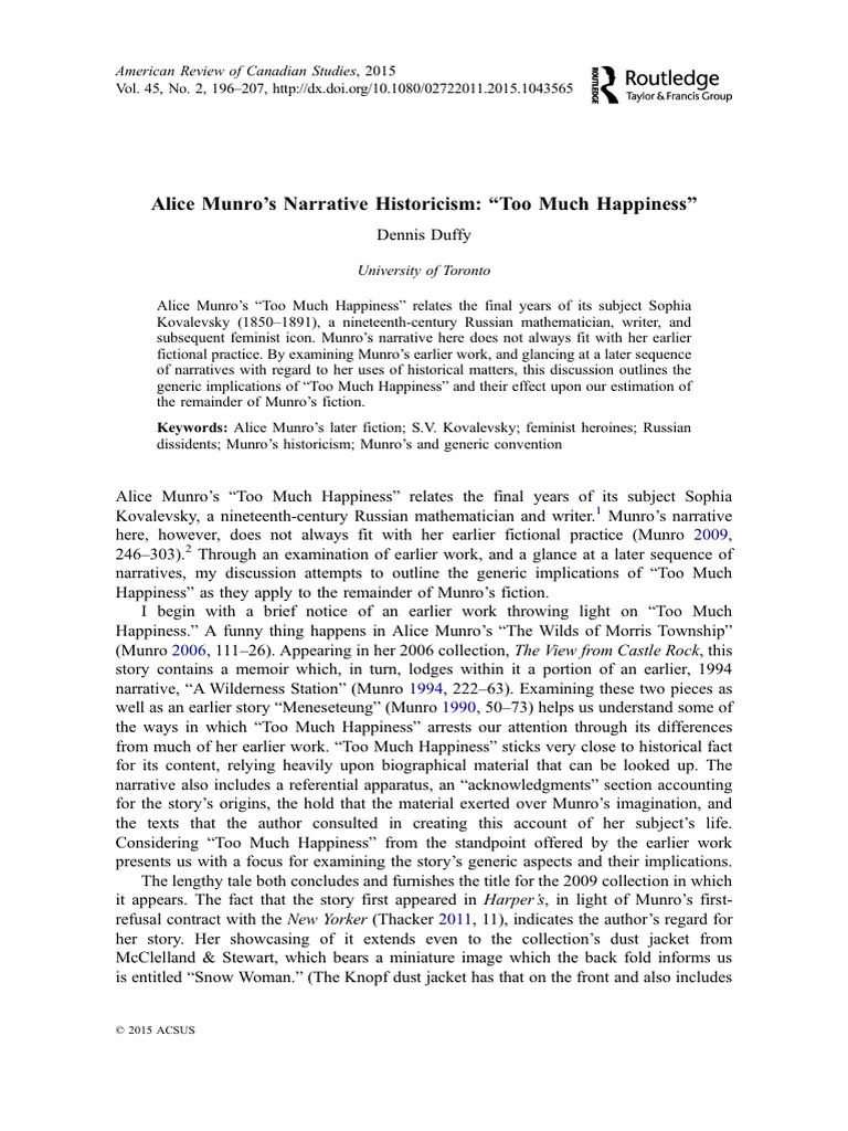 Alice Munro Narrative Historicism | PDF | Narrative | Charlotte Brontë