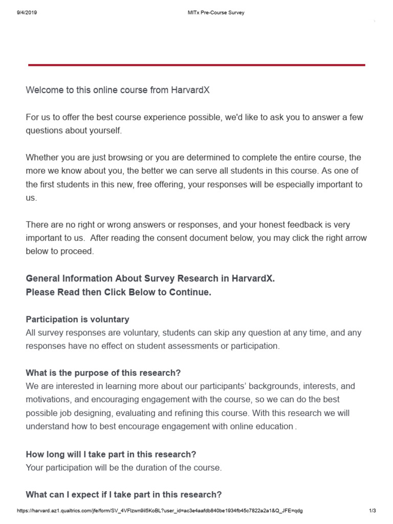 MITx Pre-Course Survey | PDF