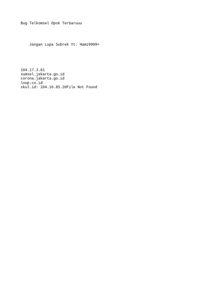 Bug Telkomsel Opok Terbaruu (SFILE | PDF